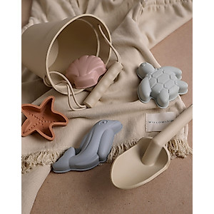 Silicone Beach Toys for Kids - Baby Sandbox Toys - Best Silicone Toddler Beach Toy Set for Travel -Won't Break Like Plastic Baby Beach Toys - Collapsible Beach Bucket, Shovel & Accessories