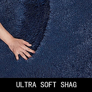 Area Rugs for Bedroom Living Room Nursery Room, 5ft x 7ft Navy Blue Fluffy Carpet for Teens Room, Shaggy Clearance Fuzzy Plush Throw Rug for Dorm