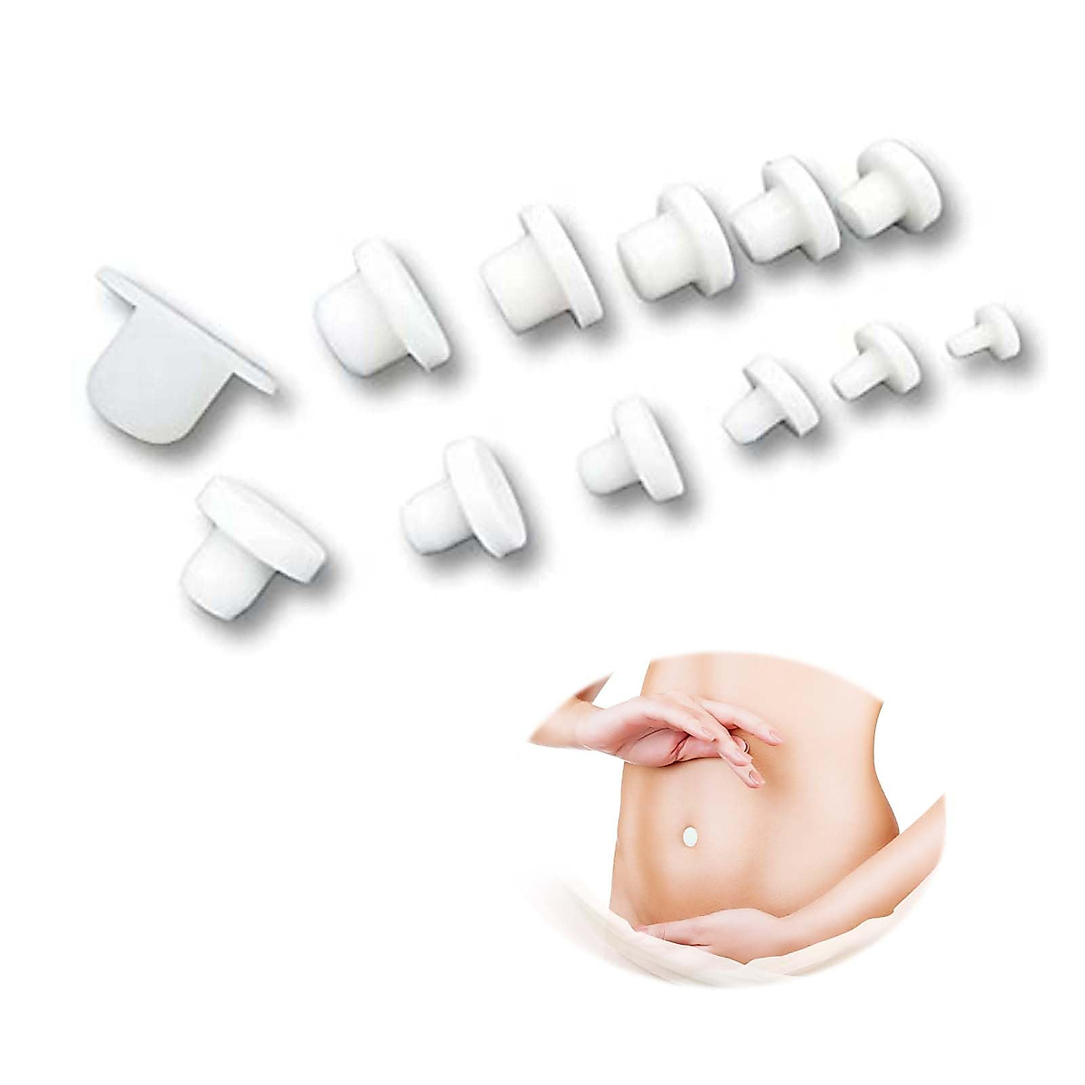 IKJNMLP 12PC Belly Button Shaper Silicone Belly Button Plug Post Tummy 12PCS Different Sizes