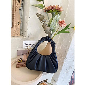 Purse Vintage Retro Shoulder Bag Vegan Leather 90s Rachel Bag Mini Purse Fashion Bag Chic… (Midnight Black)