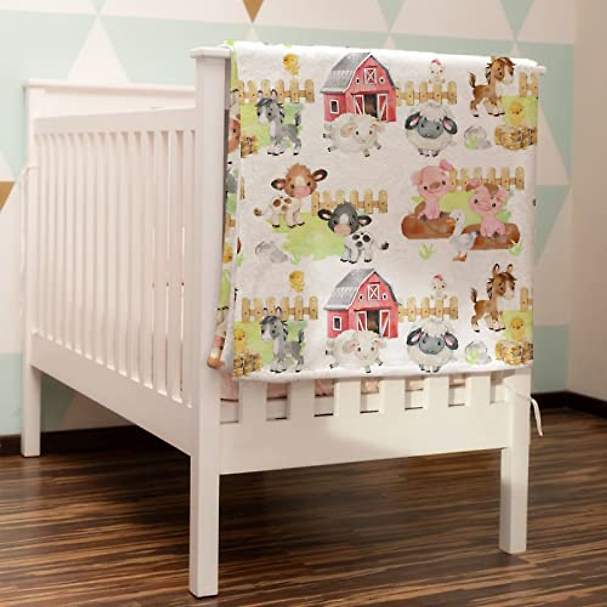 HawSkgFub Farm Animals Barn Neutral Baby Blanket for Boys Girls, Nursery Cow Chicken Pig Sheep Flannel Fleece Swaddle Receiving Blankets, Soft Lightweight Newborn Toddler Infant Kid Crib Bedding 30x40