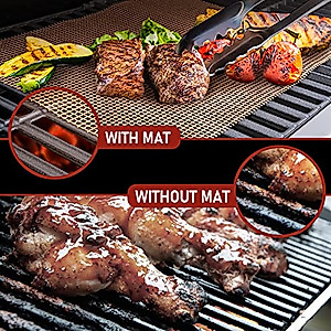 PatioGem Reusable Grill Mesh Mat, Grill Mats for Outdoor Grill Nonstick BBQ Mats for Grilling, Grill Set of 3, Nonstick Grill Mesh Mat, Mats for Grilling, BBQ Accessories Mesh Grill Mat -15.75” x 13”