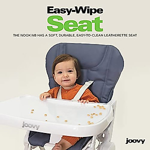 Joovy Nook NB High Chair Featuring Four-Position Adjustable Swing Open Tray, 3-Position Reclining Seat, and Front Wheels for Added Mobility - Folds Down Flat for Easy Storage, Slate