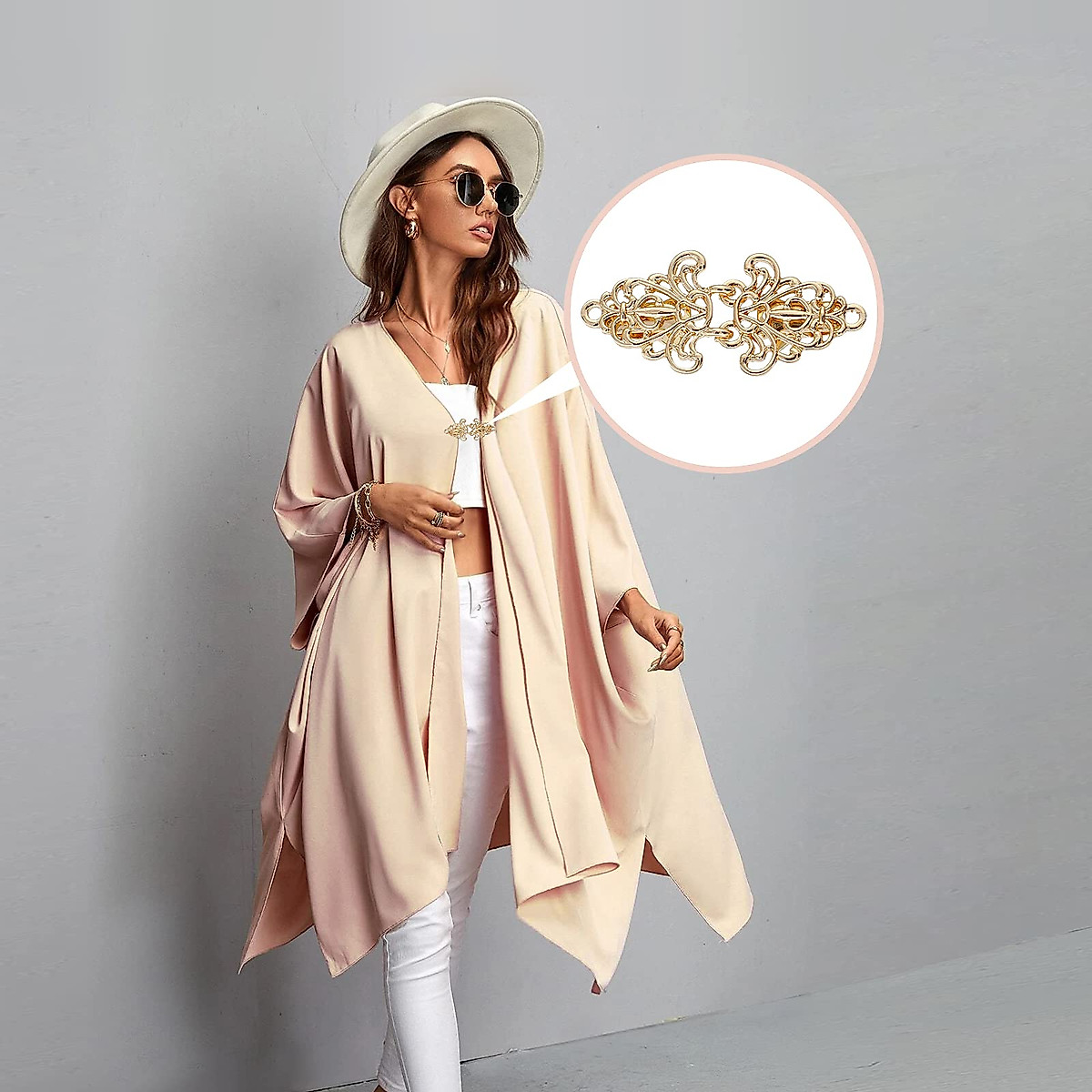 Shawl Clips 4 PCS, Vintage Dress Clips Back Cinch, Sweater Clips, Dress Shirt Brooch Clips for Women Girls Wearing