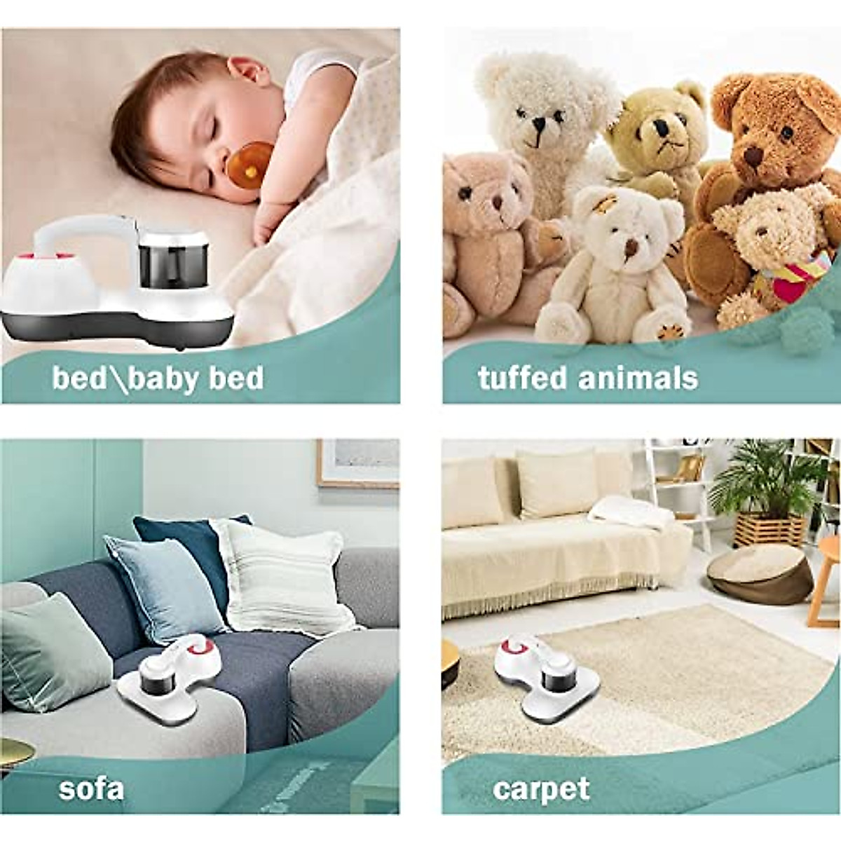 Dascooni Bed Vacuum Cleaner, Mattress Vacuum Cleaner 12KPa Handheld Vacuum Cleaner high-Frequency Double-tap for mattresses, Sofas, Carpets and Other Fabrics