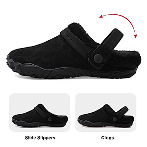 Besroad Soft Plush Lightweight House Fuzzy Slides Slippers for Women Fur Home Outdoor Shoes New All Black 7.5 Women/6 Men