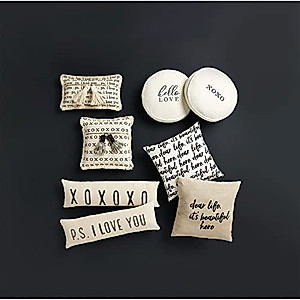 Mud Pie Polyester XOXOXO Washed Canvas Long Pillow 4163015, 1 Count (Pack of 1)