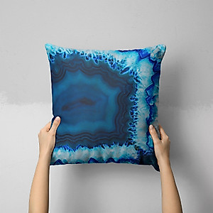 iiRov Summer Design Ink-Fuzed Decorative Throw Pillow - Vivid Blue Agate Crystal