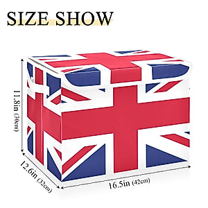 ALAZA British Flag Patriotic Storage Baskets Collapsible Storage Bins with Lids,Foldable Storage Boxes Clothes Baskets for Organizing Bedroom,Toys,16.5x12.6x11.8 Inch