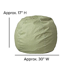 Flash Furniture Dillon Small Green Dot Bean Bag Chair for Kids and Teens