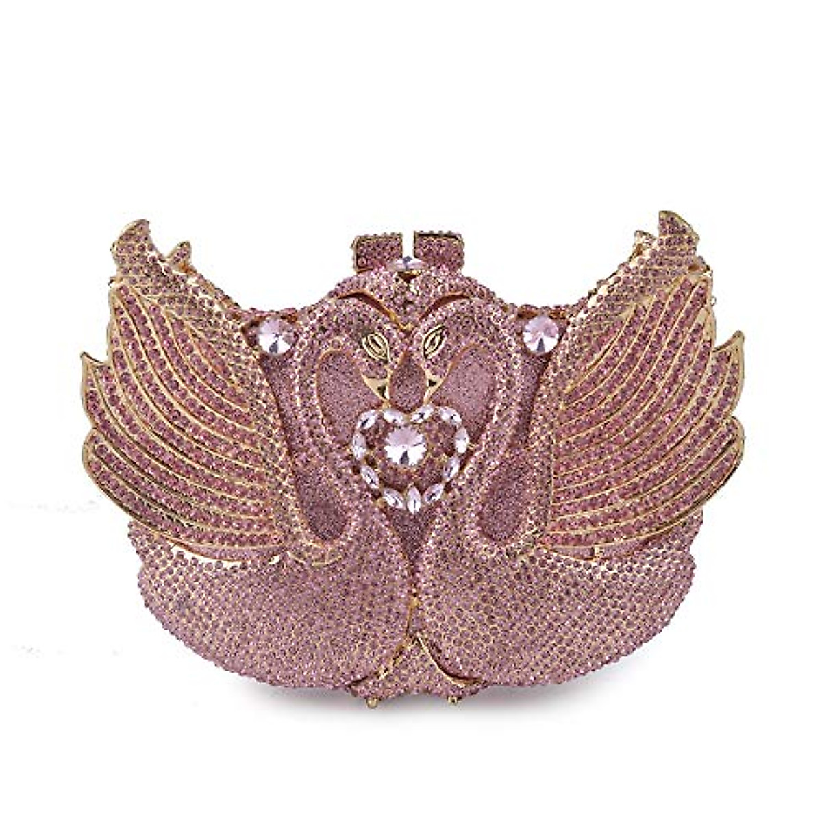 Luxury Glitter Clutch Purse Swans Heart Crystal Bling Evening Bags for Women Shining Shoulder Bags Crossbody Bags (Multi-color)