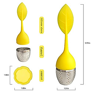 Silicone tea strainers for loose tea, stainless steel loose leaf tea ball steepers for tea infuser spoon (6pcs)