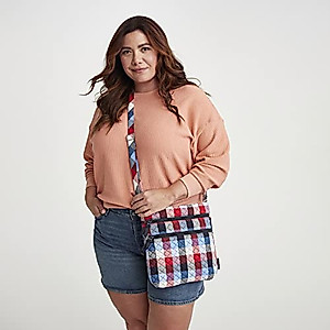 Vera Bradley Women's Cotton Triple Zip Hipster Crossbody Purse, Rose Toile - Recycled Cotton, One Size