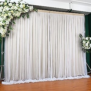 Champagne Tulle Backdrop Curtains for Baby Shower Party Wedding Photo Drape Backdrop for Photography Props Engagement Bridal Shower 10 ft X 7 ft