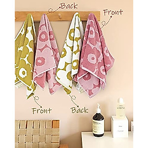 Jacquotha Decorative Hand Towels 4 Pack (Pink & Yellow) - Sun Floral Hand Towel Set for Girls Women, Soft and Quick Drying