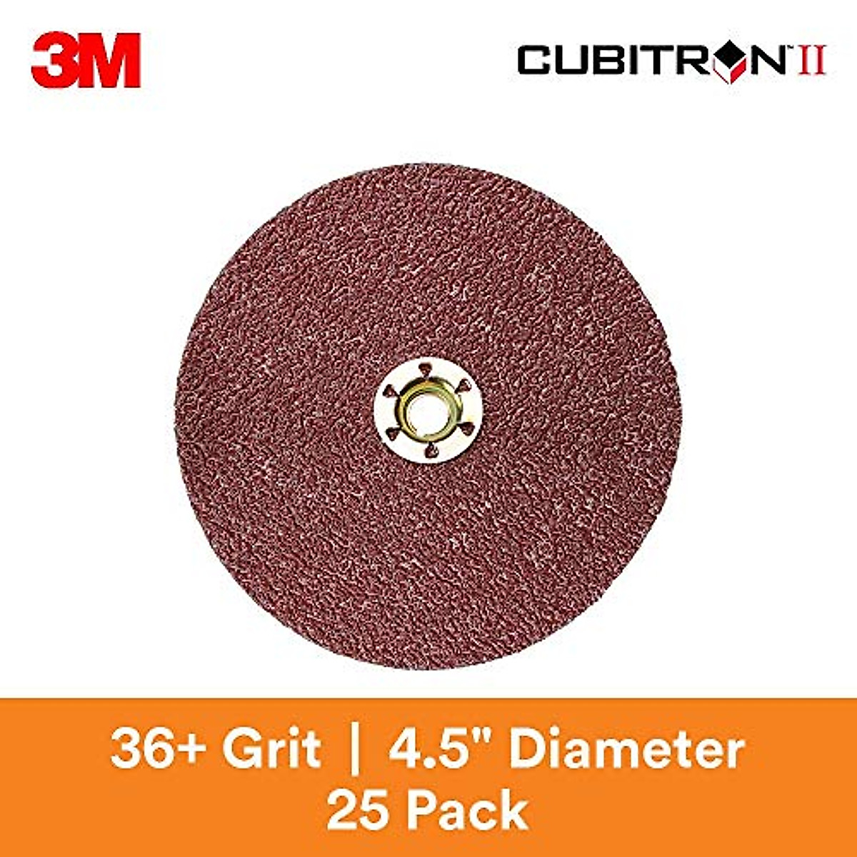 3M Cubitron II Fibre Disc 982C - 36+ Grit Metal Grinding Disc - Ceramic Precision Shaped Grain - For Angle Grinders - TN Quick Change - 4.5" diam. - Pack of 25