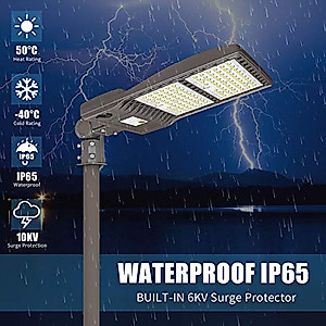 NUOGUAN 320W LED Parking Lot Lights 44800LM UL DLC Listed 5000K LED Shoebox Light Pole Lights Slip Fitter AC100-277V IP65 Waterproof Outdoor Commercial Area Lighting for Driveway Roadway