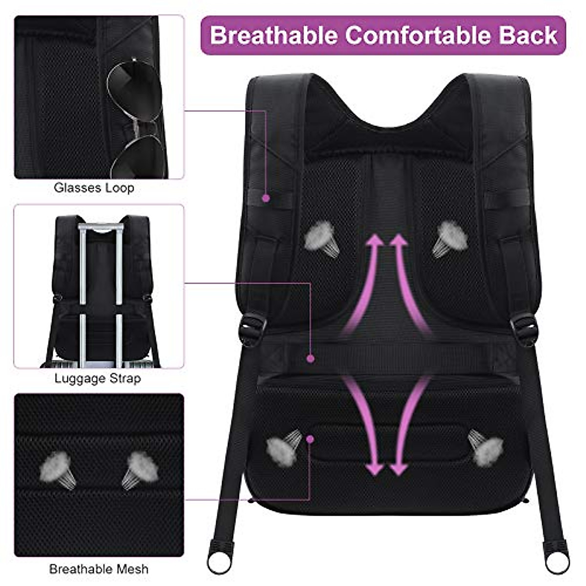 ANKUER Large Backpack, 50L Travel Backpack for Men Women, 17 in Laptop Backpacks for Travel, Anti Theft TSA Travel Bag with USB Charging Port, Business Computer Bag (Purple)