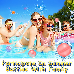 Reusable Water balloons, Self-Sealing Quick Fill Water Bomb for Boys & Girls, Silicone Refillable Water Balloons for Kids Adults Water Games Outside Summer Fun Party