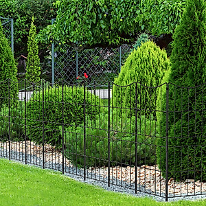 OUSHENG Decorative Garden Fence Fencing 10 Pack, 37.5in (H) x 10ft (L) Rustproof Metal Wire Panel Border Animal Barrier for Dog, Flower Edging for Yard Landscape Patio Outdoor Decor, Arc