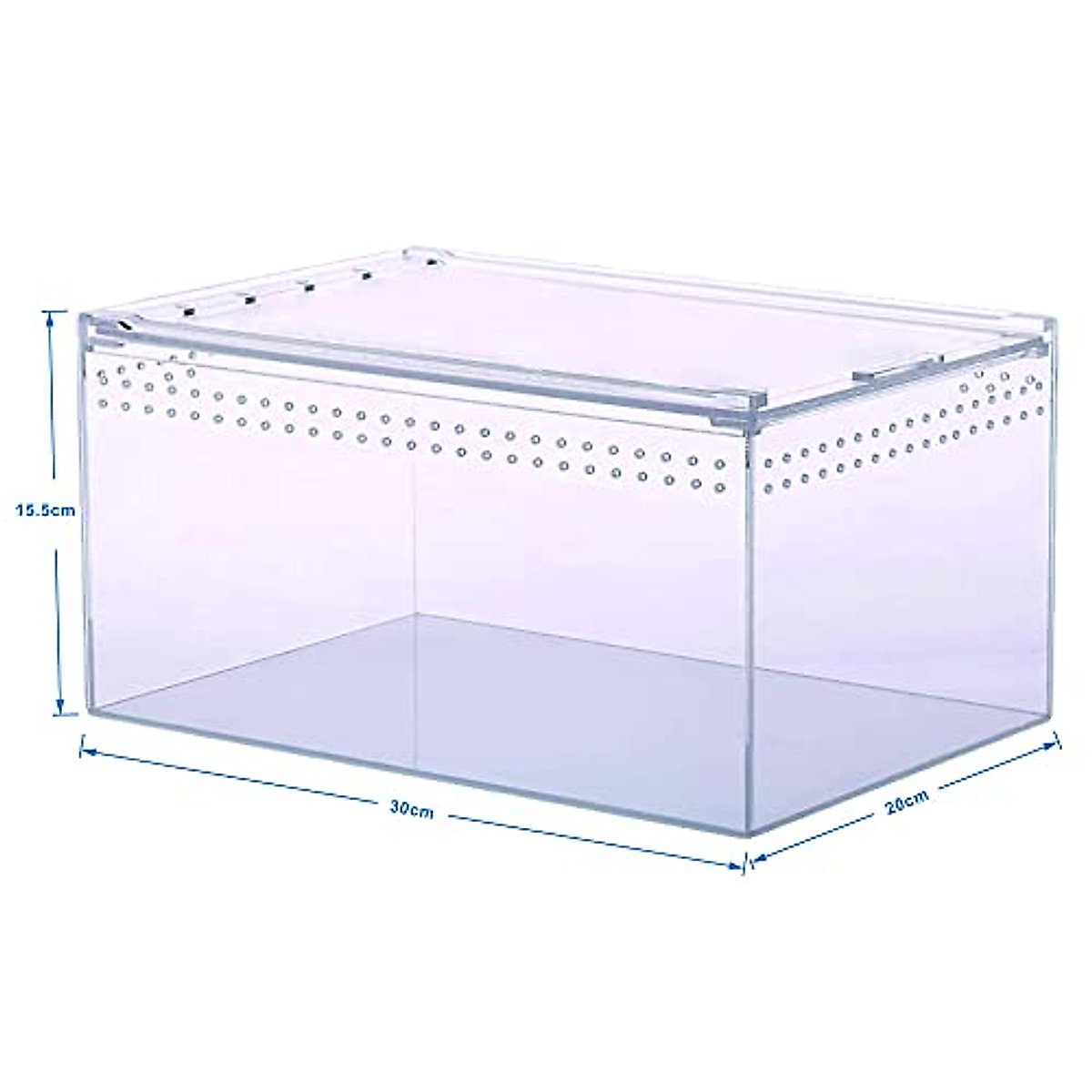 Magnetic Acrylic Reptile terrariums Transparent Enclosure Feeding Supplies Reptile Box,Amphibians pet breeding Vivarium Tank for Turtle,Spiders,Frogs,Geckos,Mantis,Snakes,Scorpions,etc (Large)