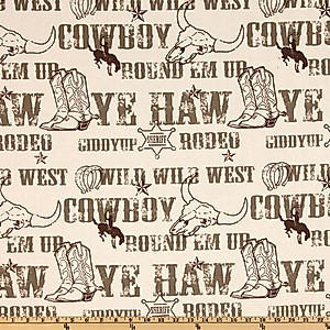 Premier Prints Cowboy Kelp/Natural, Fabric by the Yard