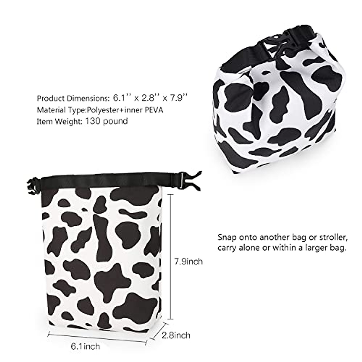 MOV COMPRA Insulated Snack Bag- Women Reusable Sandwich & Snack Bags, Leakproof Food Storage Small Lunch Bag For Picnic,Work(Small，Milk