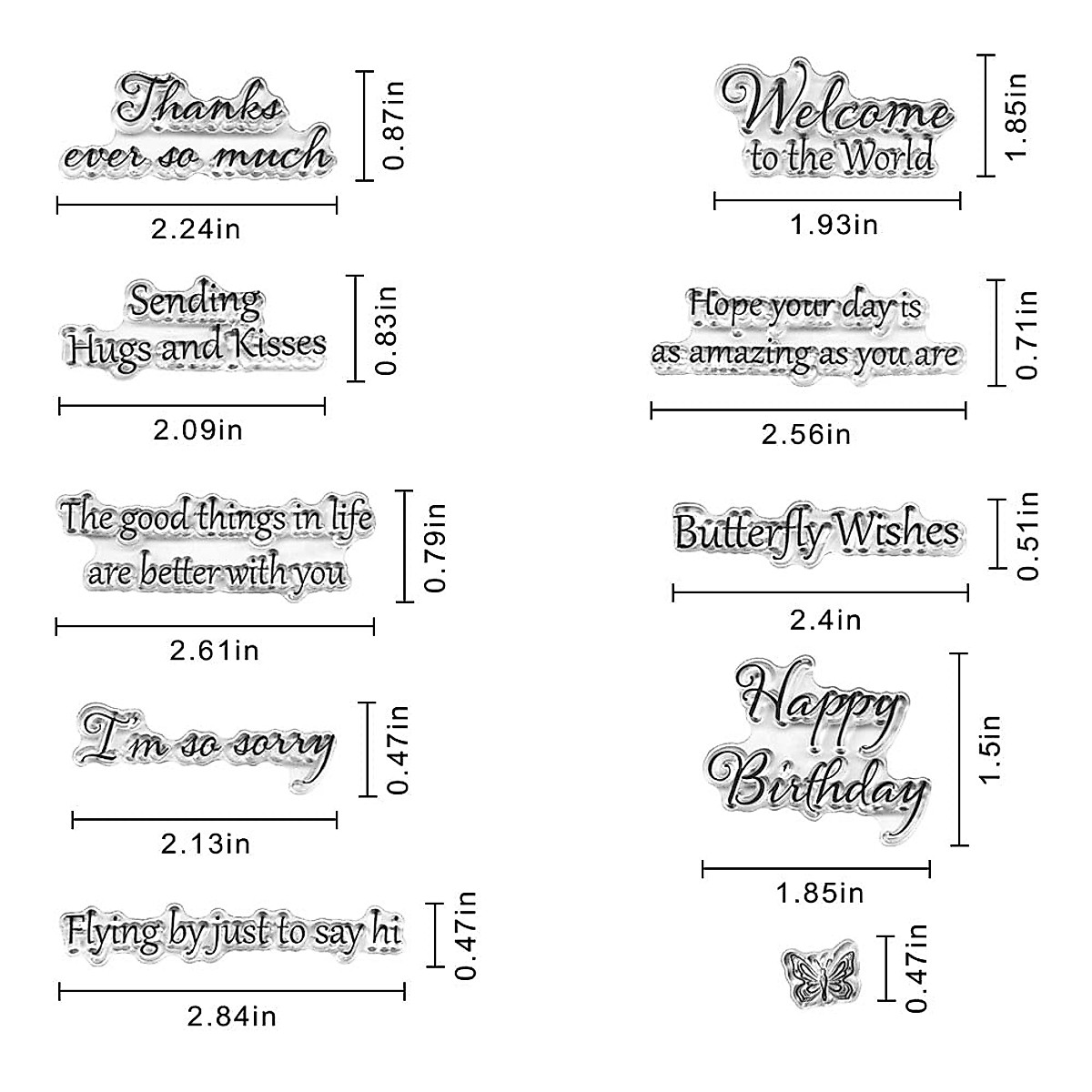 Words Clear Stamp Silicone Stamp Cards with Sentiments,Flowers,Butterfly,Greeting Words Pattern for Holiday Card Making Decoration and DIY Scrapbooking Album DIY Crafts