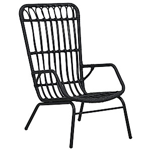 vidaXL Poly Rattan Black Patio Chair - Weather-Resistant Outdoor Seating Furniture with Powder-Coated Steel Frame - Easy to Assemble