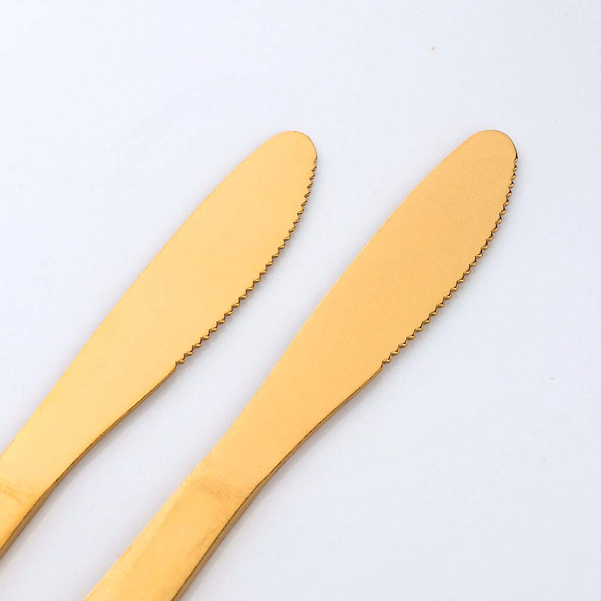 7.9-Inch Dinner Knives Pack of 12 for Restaurant Home Catering, BUY&USE Gold Stainless Steel Cutlery Set