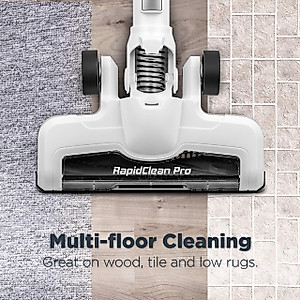 Eureka RapidClean Pro Lightweight Cordless Vacuum Cleaner, High Efficiency Powerful Digital Motor LED Headlights, Convenient Stick and Handheld Vac, Essential, White