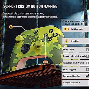 PPKKAI Controller with Wireless Adapter for Xbox One, Xbox Series X/S, Xbox One X/S, PC, 2.4GHZ Controller with 3.5mm Headphone Jack(Camo)