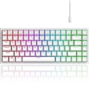 RK ROYAL KLUDGE RK84 Wired RGB 75% Hot Swappable Mechanical Keyboard, 84 Keys Tenkeyless TKL Gaming Keyboard w/Programmable Software and High-Capacity Battery, RK Blue Switch