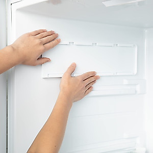 Yogurt Fridge Organizer - Holds up to 4 Wide-Mouth Vegan and Greek Yogurt Cups Each - Peel and Stick Slider Shelf for Small Refrigerator Spaces