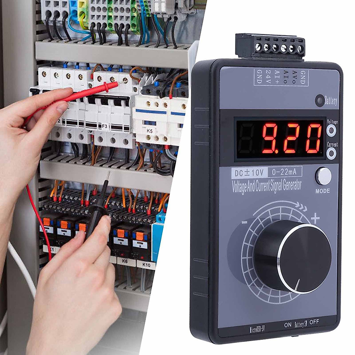 Current Voltage Generator, Function Generator, Voltage Generator, DC 0?10V 0/0?22mA Supply Interface Analog Simulator, Adjustable 4-Digit Display, for PLC Panel Debugging, Device