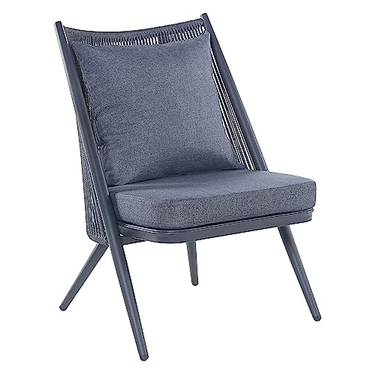 24/7 Shop at Home Finegan Mid-Century Modern Aluminum 3-Piece Bistro Set with Removable Cushions for Outdoor Kitchen, Patio, Pool Area, Gray