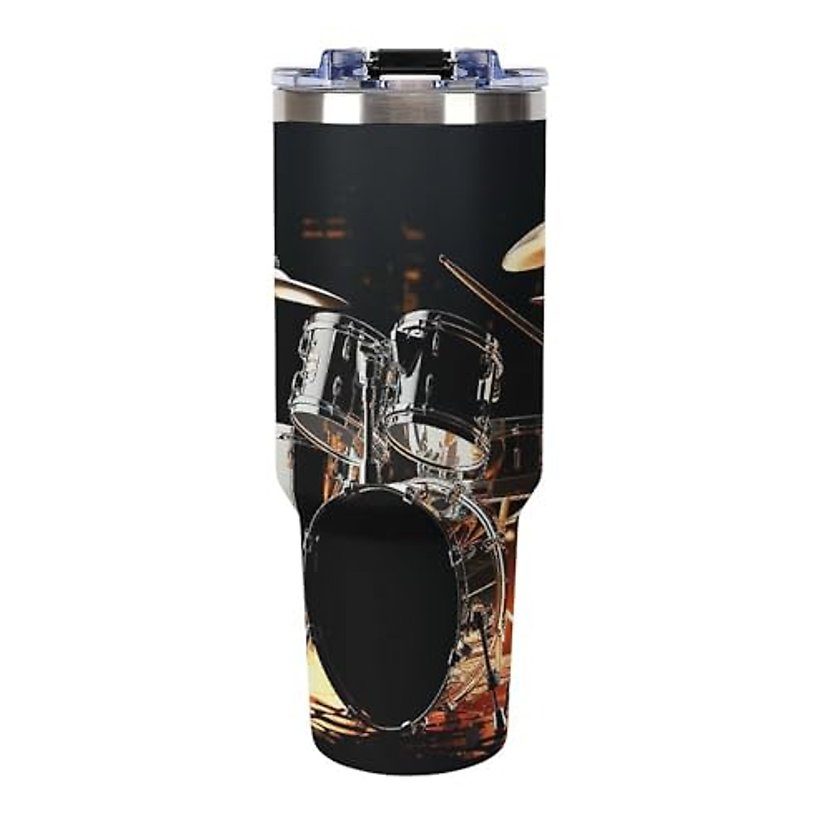 QWJKM Drummer Tumbler with Handle Large Insulated Car Cup 40 OZ Stainless Steel Travel Mug Leak Proof Water Bottle with Lid And Straw for Car Home Office Gifts