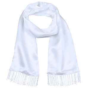 Geyoga White Scarf Men 1920's Scarf with Tassels Halloween Costume White Scarf Long Shawl Men Fancy Dress 1920s Accessories for Men Women Outfit 1920's Gangster Cosplay Party Decoration Supplies