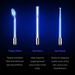 NuDerma Clinical Skin Therapy Wand - Portable Skin Therapy Machine w 6 Fusion Neon + Argon Wands – Anti Aging - Clarifying - Skin Tightening & Radiance - Wrinkle Reducing