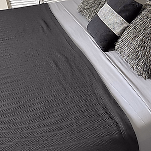 Infinitee Xclusives 100% Cotton Blanket, Queen Size 90X90, Lightweight Thermal Blanket, Soft Breathable and Cozy Blanket for All Seasons (Charcoal Gray)