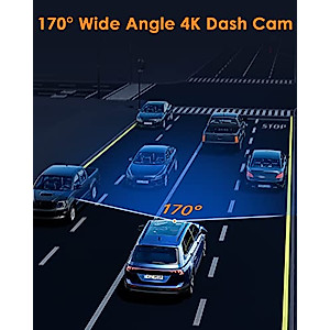 Dual Dash Cam 4K, Dash Cam Front and Inside, Dash Camera for Cars with 64GB SD Card, Infrared Night Vision, 1.5 inch IPS Screen, Loop Recording, Accident Lock, WDR, Parking Monitor for Taxi Driver