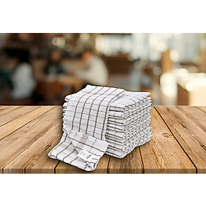 AMOUR INFINI Terry Grid Dish Cloths Pack of 8 Highly Absorbent, Quick Dry Dish Rags Super Soft Premium Kitchen Dish Cloth for Washing Dishes Dish (12x12 Inch - Beige)