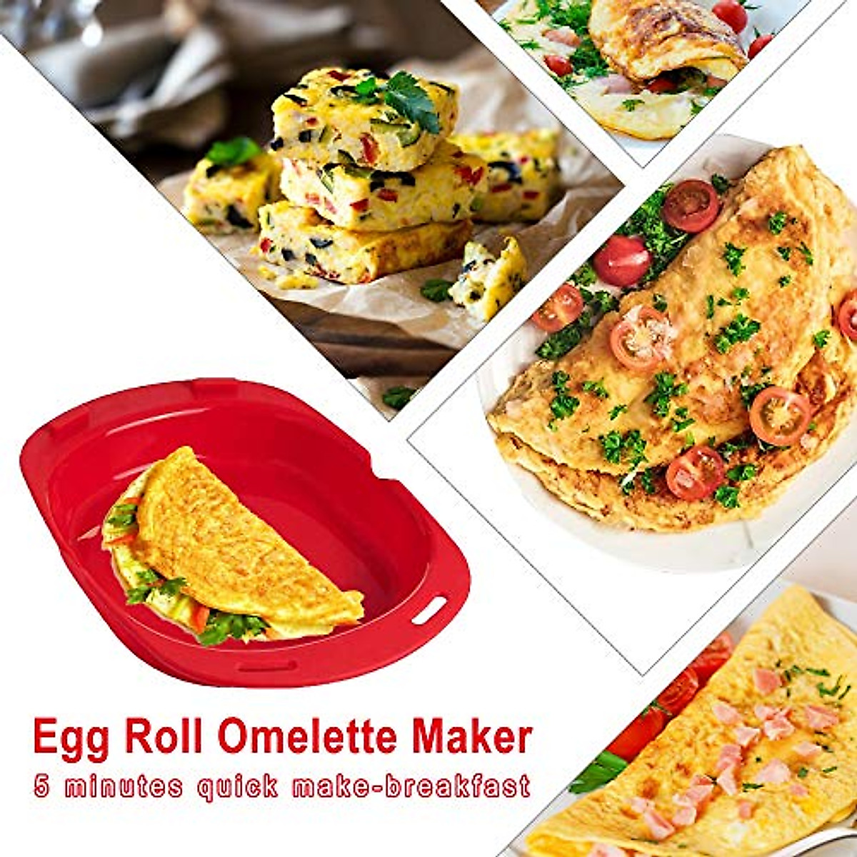 Silicone Omelette Maker, LACE INN Microwave Oven Non Stick Omelette Maker To Make Egg Roll Baking Pan Omelette Tools Quick and Easy Breakfast Set