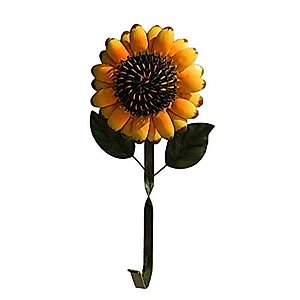 VOSAREA Vintage Metal Sunflower Hook Keys Aprons Coat Hat Kitchen Hanger Rustic Sunflower Wall Decor