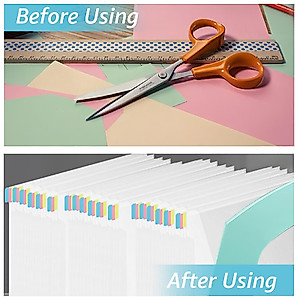 CYEAH 50 Pcs Scrapbook Paper Storage with Buckle Design, 12 x 12 Inch Clear Scrapbook Paper Organizer with 60 Pcs Sticky Index Tabs, Plastic Paper Holder for Holding Scrapbook Vinyl Paper Files Photo