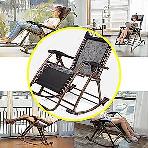REBOTZ Rocking Chair Lounge Chair Wicker Chair Folding Office Lunch Break Chair Home Leisure Cool Chair Sun Lounger Living Room Lounge Arm Chair, for Living Room Bedroom Offices 1 Black