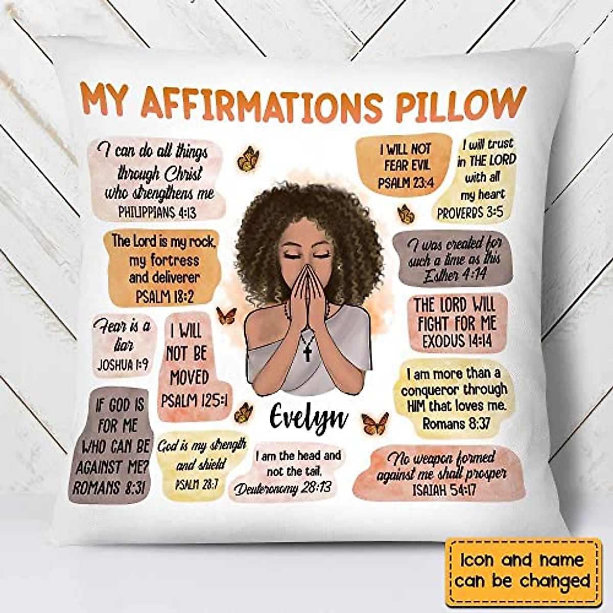 Personalized Christian Affirmations Pillow, Home Decorative Throw Pillow, Bible Verses Inspirational Quotes Pillow for Girls Women, Bedroom Nursery Sofa Couch Decor Gifts