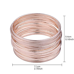 Nicole Miller New York Multi-bangle Set of 12 Plain Matte Glossy Bangle Bracelets (Rose Gold)