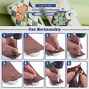 Glarks 60 Sets Leather Snap Fasteners Kit, 15mm 6 Colors Metal Snap Buttons Press Studs with 7Pcs Setting Tools, Hammer, Grease Pencils and Tape Measure for DIY Leather Craft, Clothes, Bags