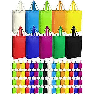 80 Pcs Non Woven Tote Bags Party Favor Gift Bags Reusable Goodie Bags Multi Color Grocery Bags Small Fabric Shopping Bags Foldable Non Woven Bags with Handles for Party Holiday, 8 x 10 x 4 Inches